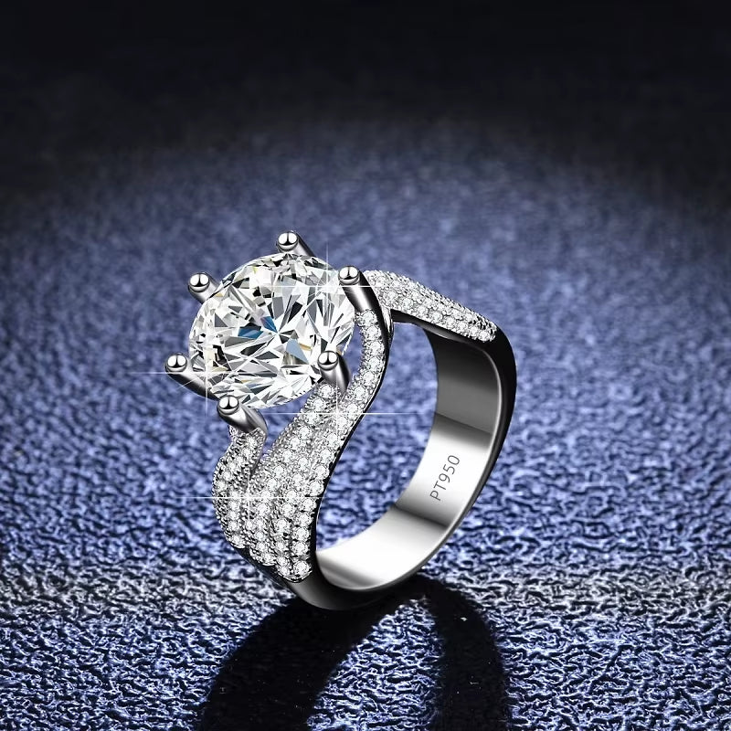 Luxury Platinum Pt950 18K 5 Carat Full Moissanite Diamond Rings for Wo – classic-glamorous Store